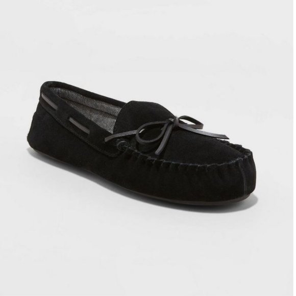 Goodfellow & Co | Shoes | Mens Topher Moccasin Leather Slippers Black ...